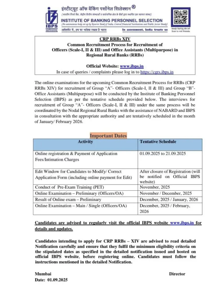 IBPS RRB PO 2025 Notification Out: 13217 Vacancies & PDF